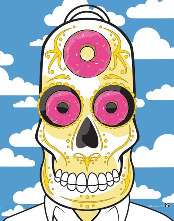 Homer Simpson Sugar Skull Print 11x14 print Doh