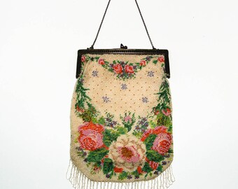 Items similar to vintage country time rose flower pattern clasp purse ...
