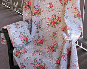Vintage 1930's Victorian Cottage Rose Fabric Drape Curtain Panels Rosey ...
