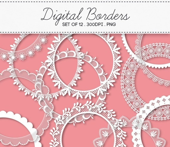 Digital Round Decorative Borders Frames / INSTANT DOWNLOAD