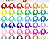 Blue and Grey Elephant Clip Art INSTANT DOWNLOAD Baby boy