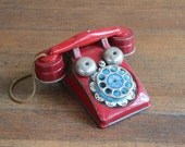 Items similar to Vintage Red Toy Phone (Voice Phone - The Gong Bell Mfg ...