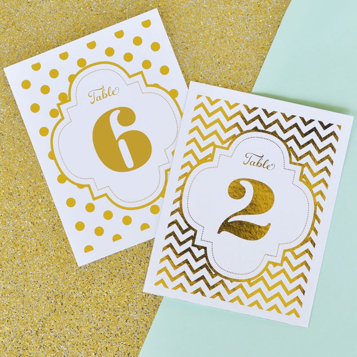 Gold Table Numbers Gold Foil Table Numbers Gold Foil by ModParty