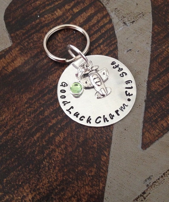 Good Luck Charm Fly Safe Keychain Plane Keychain Airplane