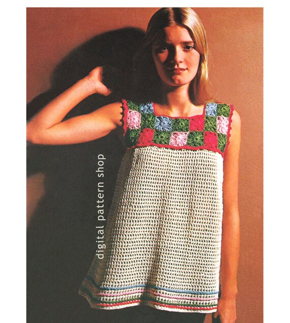 Womens Crochet Top Pattern Vintage Granny by DigitalPatternShop