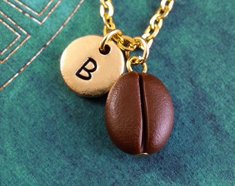 Coffee Necklace Coffee Bean Necklace Sterling Silver Coffee