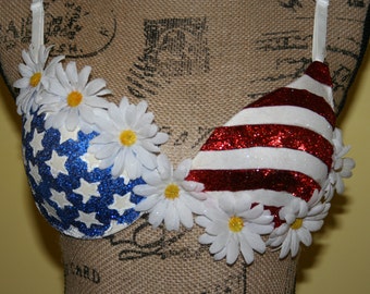 Popular items for flag rave bra on Etsy