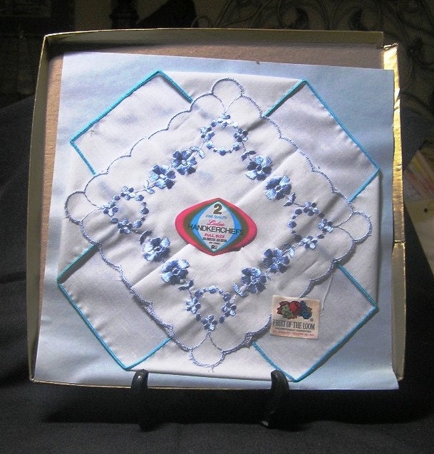 Vintage Boxed Set of 2 Lady’s Handkerchiefs by Fruit of the Loom, Poly ...