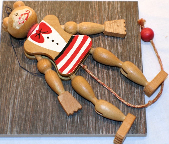 Vintage Frog Pulll String Wood Puppet Austria