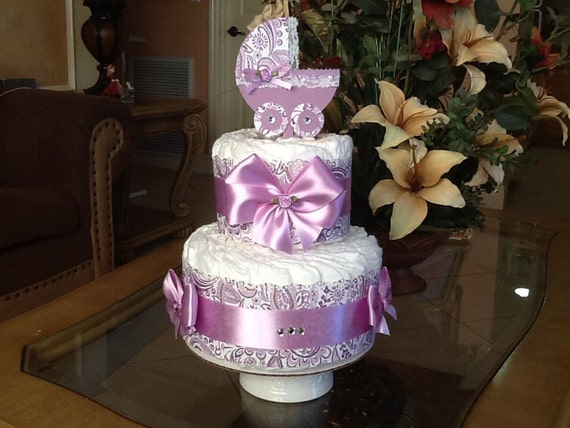 Baby Girl diaper cake lavender/purple Diaper cake Baby shower