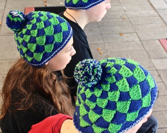 Entrelac knit hat | Etsy