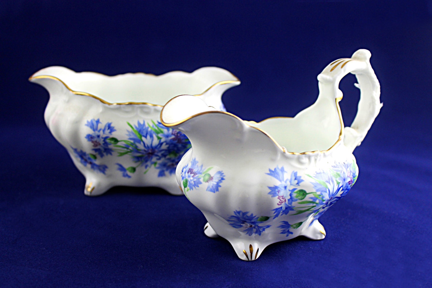 Hammersley Co Bone China Cornflower Creamer Sugar Bowl Set