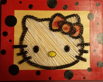 Hello Kitty string art wooden wall hanging various colors avaliable
