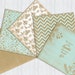 Mint and Gold Digital Paper Pack Instant Download Vintage