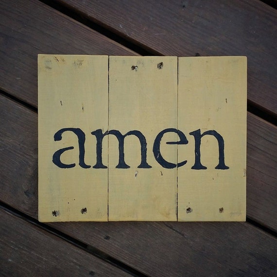 Distressed Yellow Amen Sign