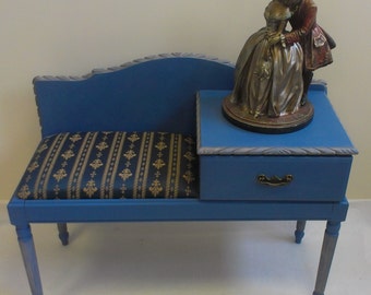 French Blue Shabby Chic Upcycled Telephone Table