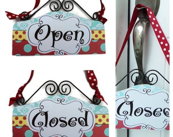 Fun Colors - Open Closed Sign Cute Tiffany Blue yellow red black ...