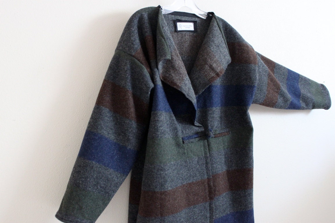 flap collar gray stripes wool jacket ready to wear