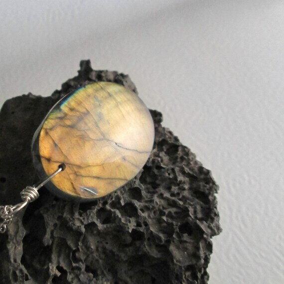 Natural Labradorite Necklace Orange Stone Jewelry by cindylouwho2