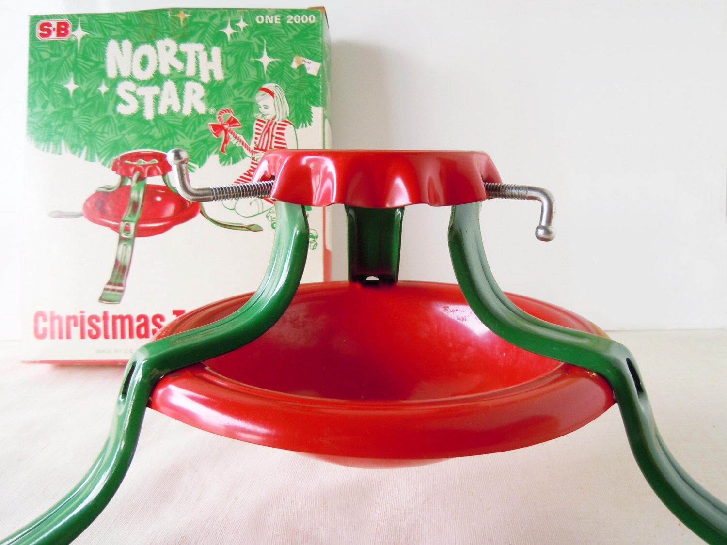 Vintage 1960s Steel Metal Christmas Tree Stand North Star in Original ...