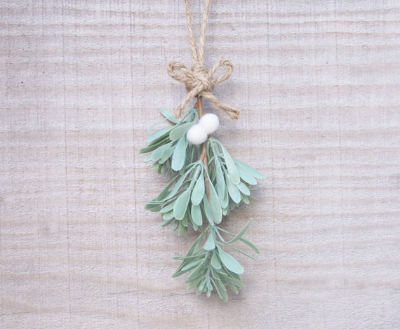Items similar to Rustic Mistletoe Ornament, Festive Christmas Holiday ...