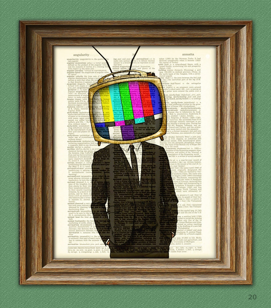 The TELEVISION HEAD TV Man in a suit illustration beautifully