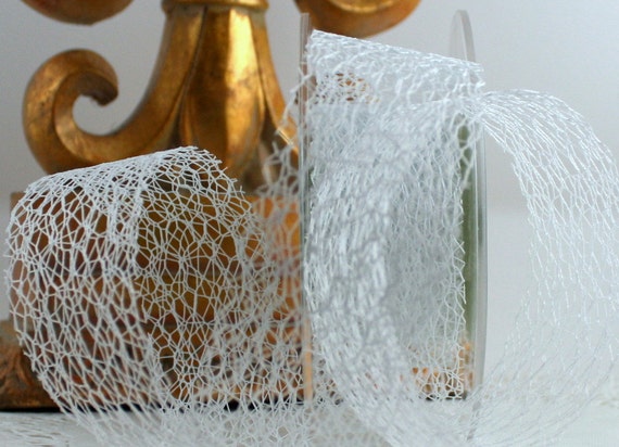 White Mesh Ribbon 1.5 wide by the yard Weddings Gift