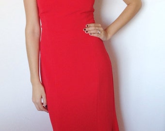 Vintage 90s red Jessica Rabbit Mermaid backless lace up dress