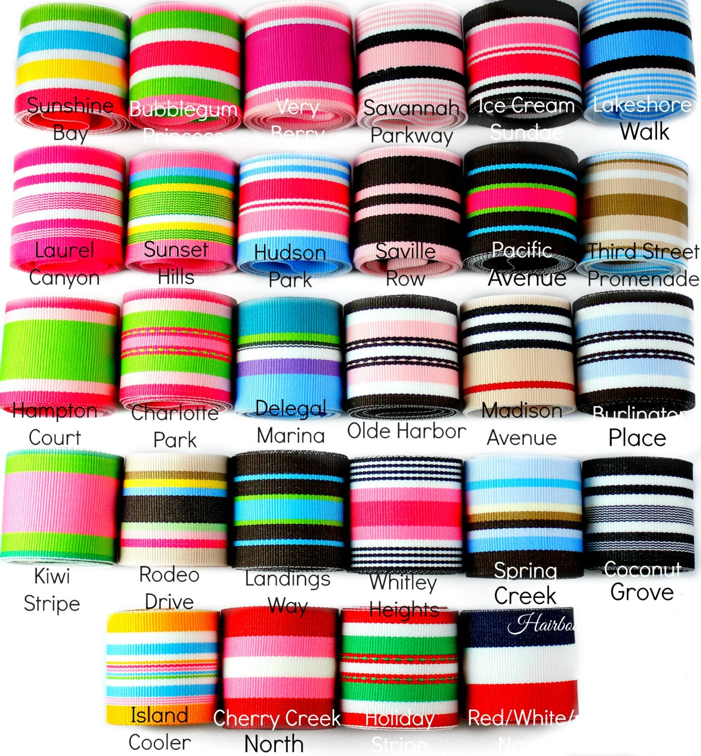 Striped Grosgrain Ribbon 1-1/2 inch Choose Color and Yardage