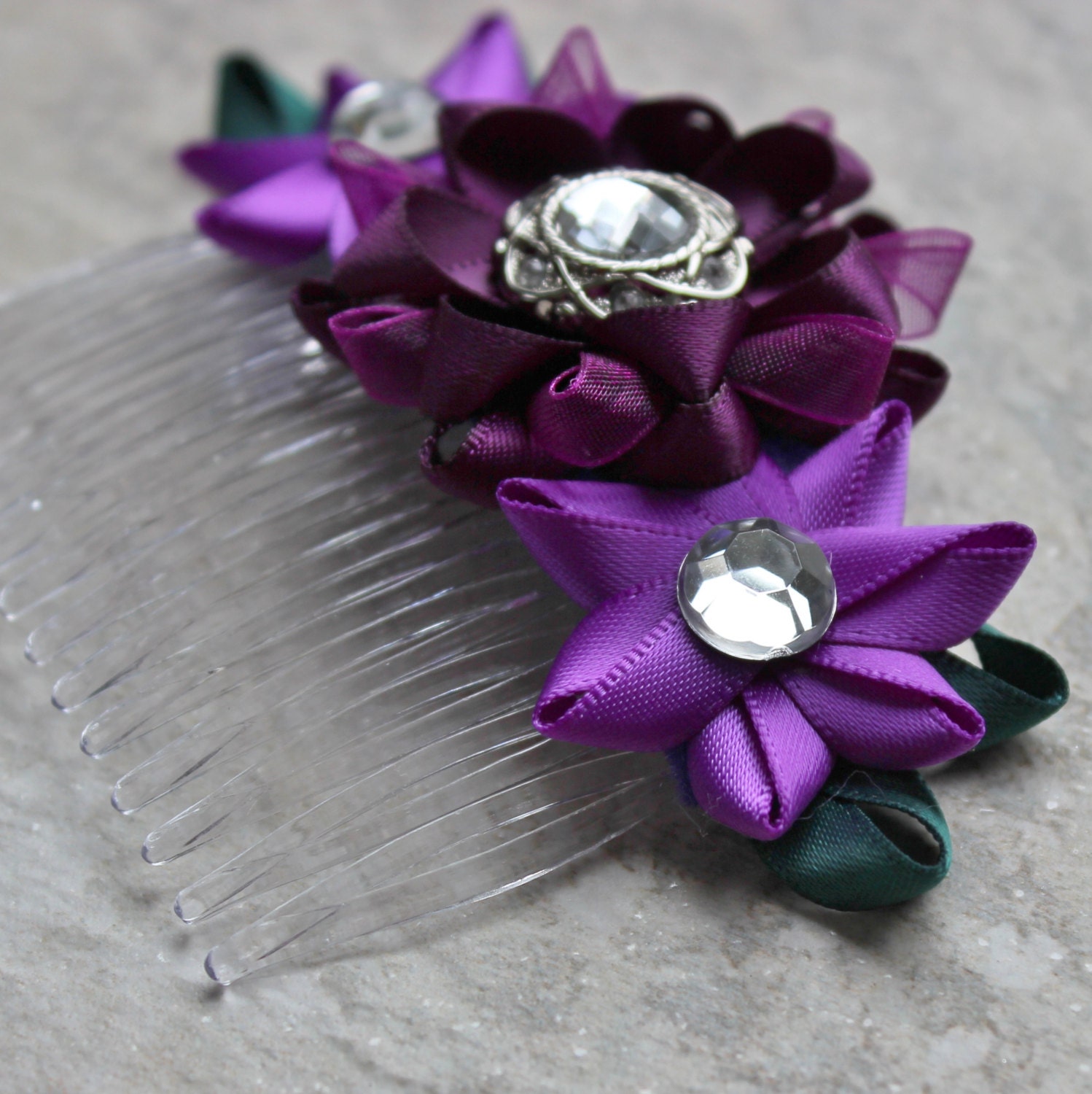 Purple Hair Comb Purple Flower Comb Deep Purple Hair