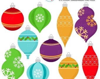 Christmas Ornaments Clipart Set - clip art set of baubles, ornaments ...