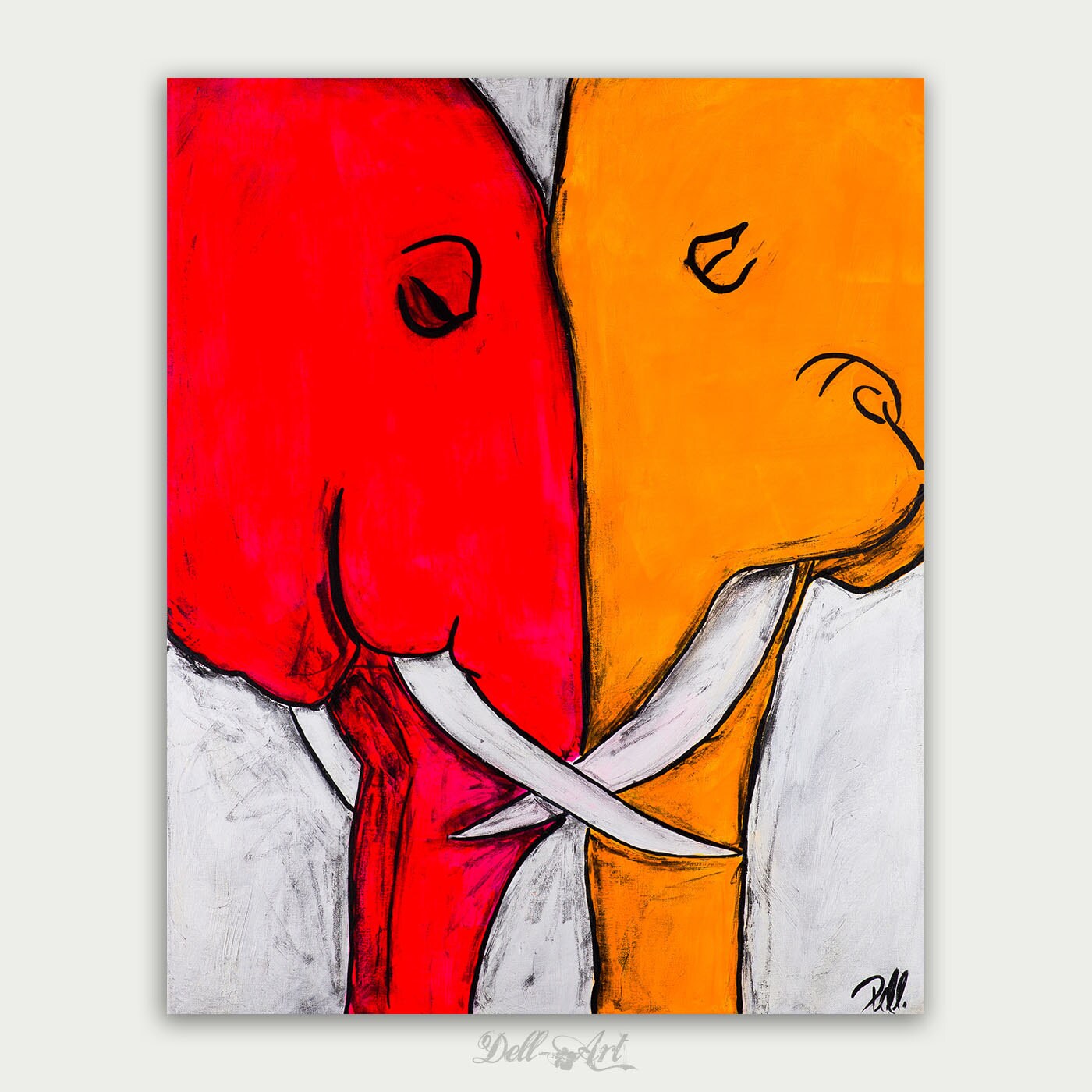 Colorful Figure Elephant Art Abstract Animal Painting