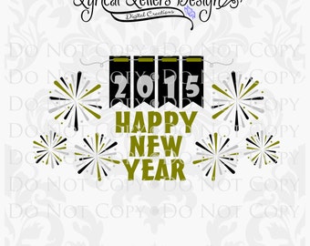 Happy New Year 2015 Design File - Available in .jpg .png .svg .dxf .ai ...