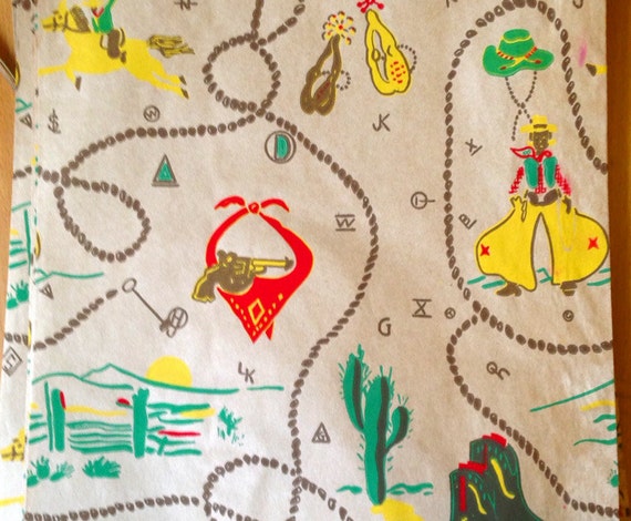 Cowboy paper bag 1940s country store NOS western store never