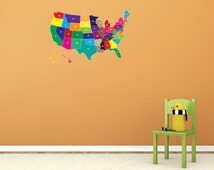 Unique us map wall decal related items | Etsy