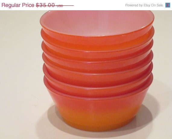 SPRING SALE Set of 6 Fire King Bright Orange Stackable Bowls – Haute Juice