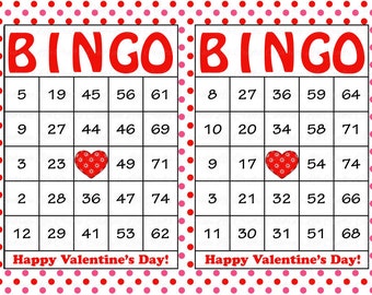 30 Valentines Bingo Cards Printable Valentine Bingo Cards