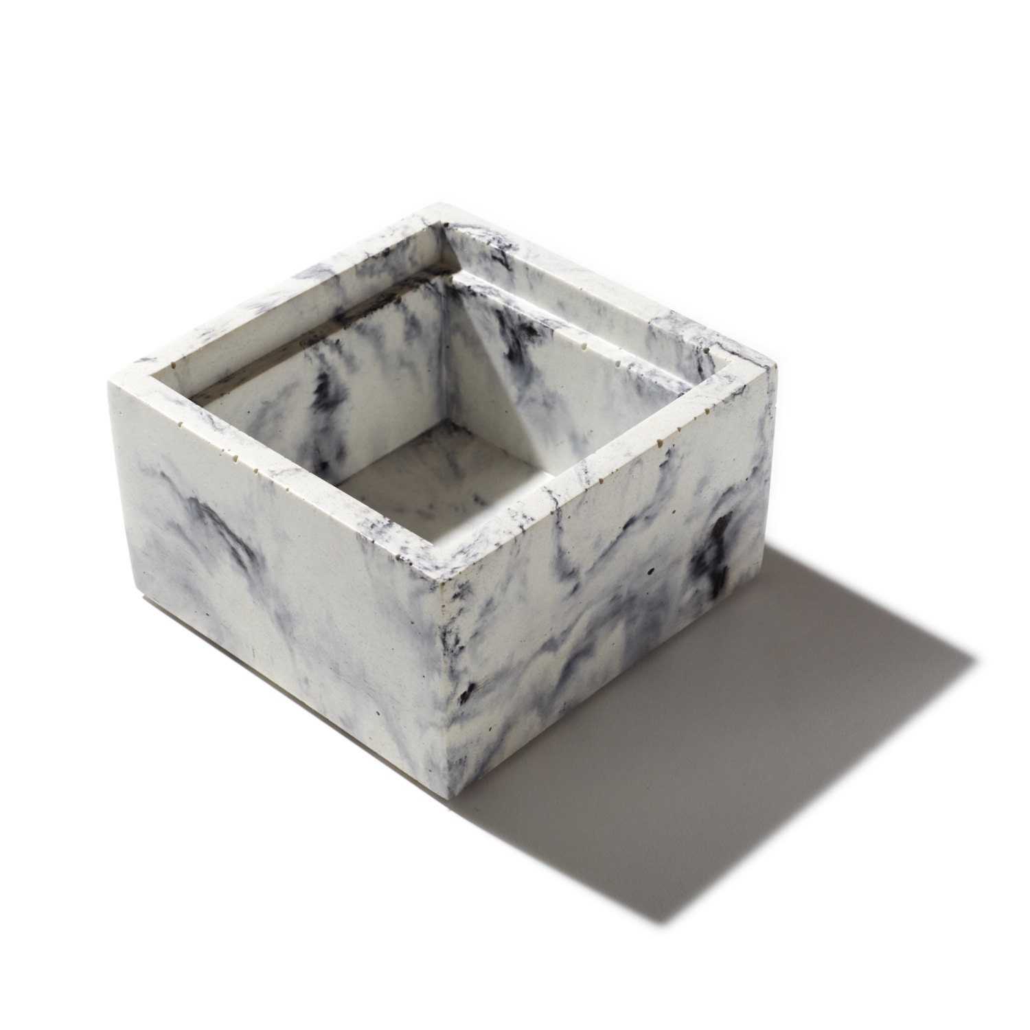 Small Marbled Square Concrete Box with solid by INSEKDESIGN