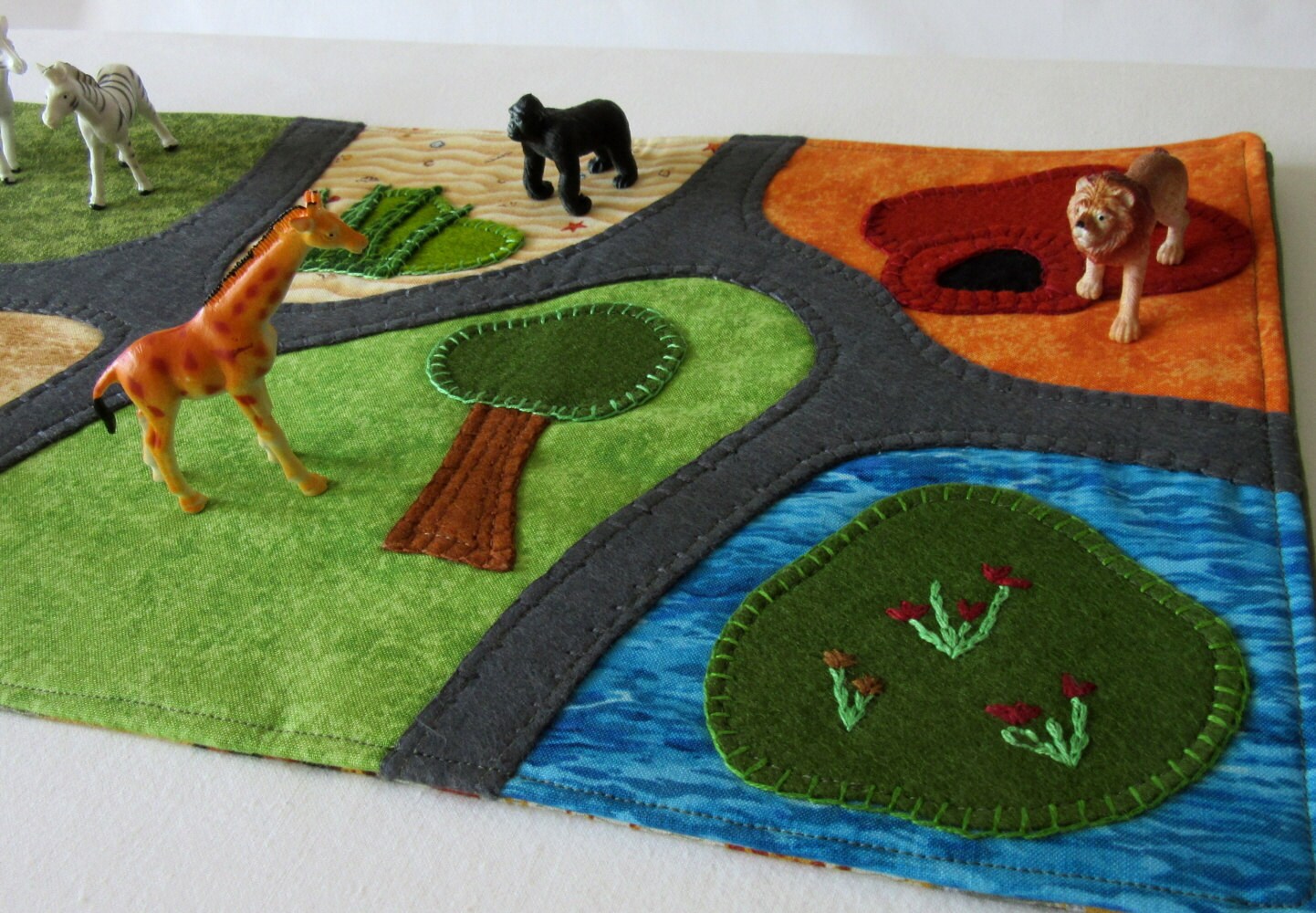 Zoo Travel Toy Play Mat Safari Zoo Play On The Go by TheOldButton