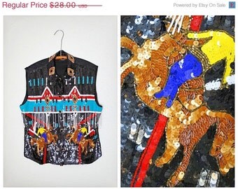 2 DAY Clearance Sale WESTERN Sequin Embellished Vest // Fringed Beaded ...