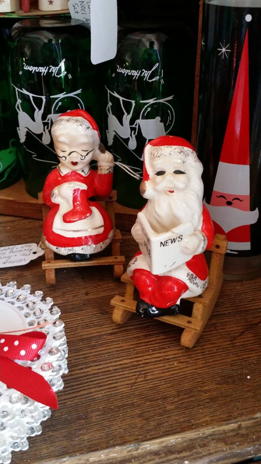 Vintage Christmas Rocking Chair Santa and Mrs Claus Salt & Pepper ...