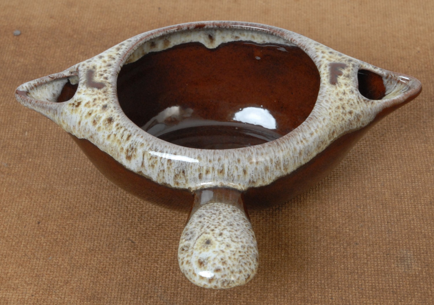 Evangeline Ware Canada Pottery Gravy Separator Brown Drip Server Boat ...