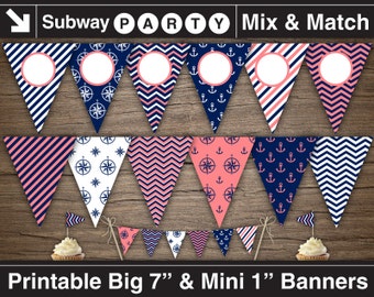 Nautical Printable Cupcake Wrappers. Navy Blue Red by subwayParty