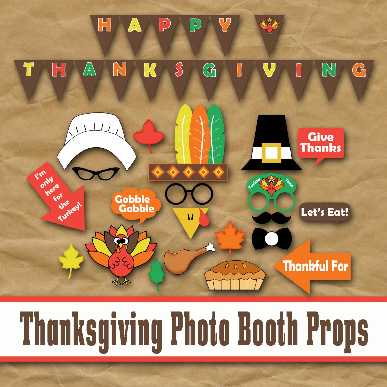 Thanksgiving Photo Booth Props and Decorations by OldMarket