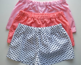 White Cotton Dotted Boxer shorts Sleepwear by KefKef on Etsy