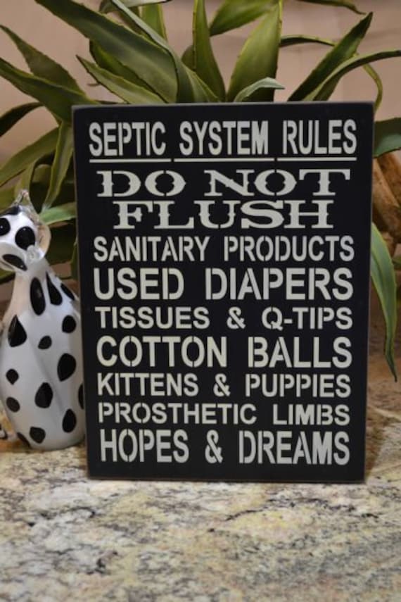 Do Not Flush Septic System Rules Sign By Creativetouchwood On Etsy