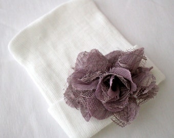 Pink and White Stripe Newborn Beanie by BrooklynGraceBabies