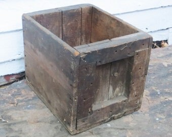 Rustic Wood Box ~ primitive industrial wood box ~ 12" box ~ table ...