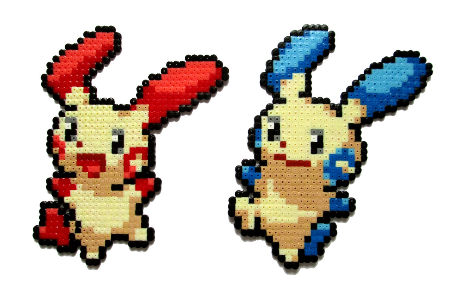 Pokemon Plusle Minun perler bead sprite by AenysBeadArt on Etsy
