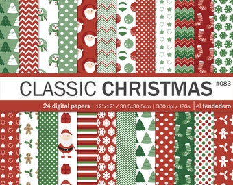 Christmas digital paper "Classic Christmas" with christmas backgrounds ...